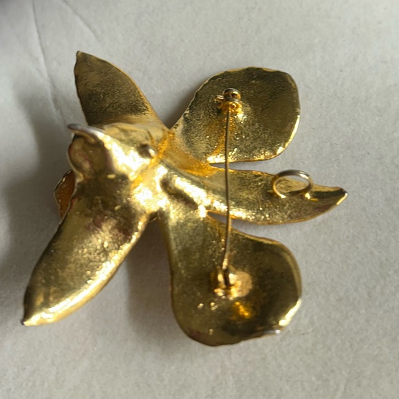 RISIS | Jewelry | Vintage Tanbrown Enamel Dendrobium Orchid With 24k ...